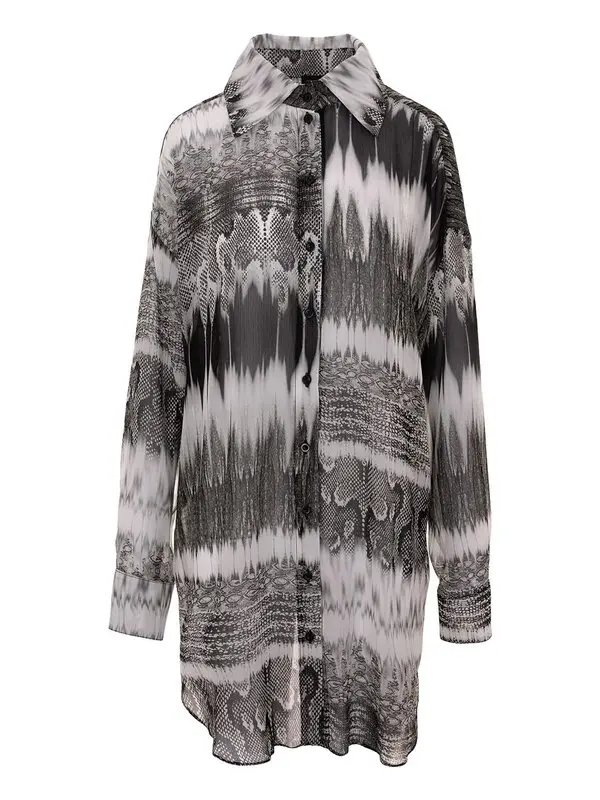 CONCEPT A TROIS Oversized Silk Veil Shirt - Black