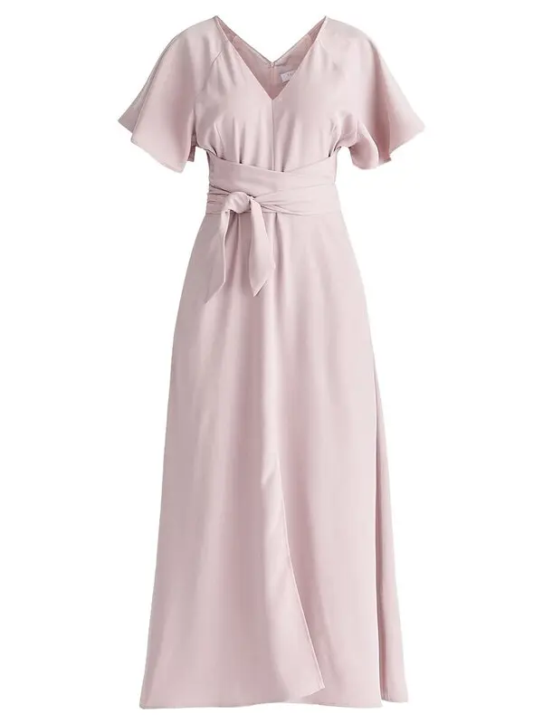 PAISIE Maxi Waist Tie Dress In Lilac - Pink