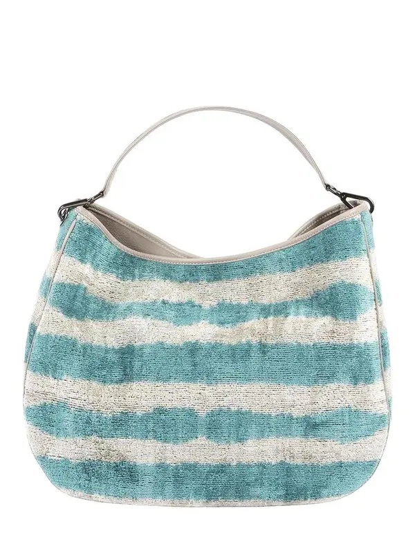 SJW BAGS LONDON Grey / Blue Garuda Velvet Ikat Bag Blue Grey - Grey/blue
