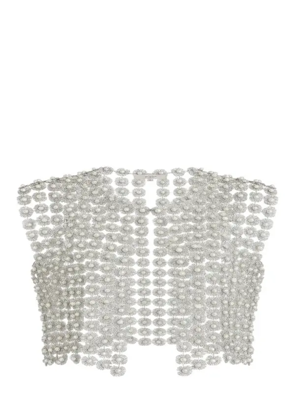 Saachi Floral Shell Pearl Capelet - Silver
