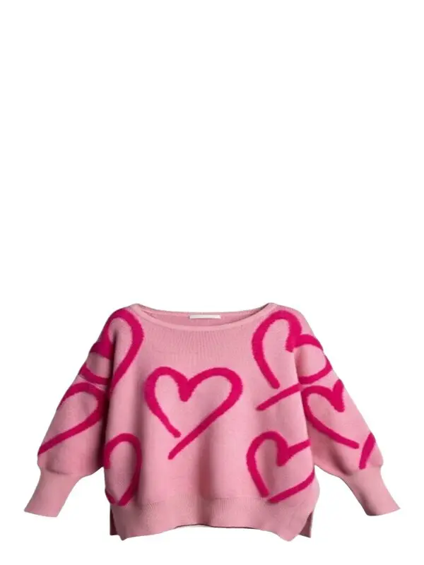 Saachi Whimsical Heart Sweater - Pink