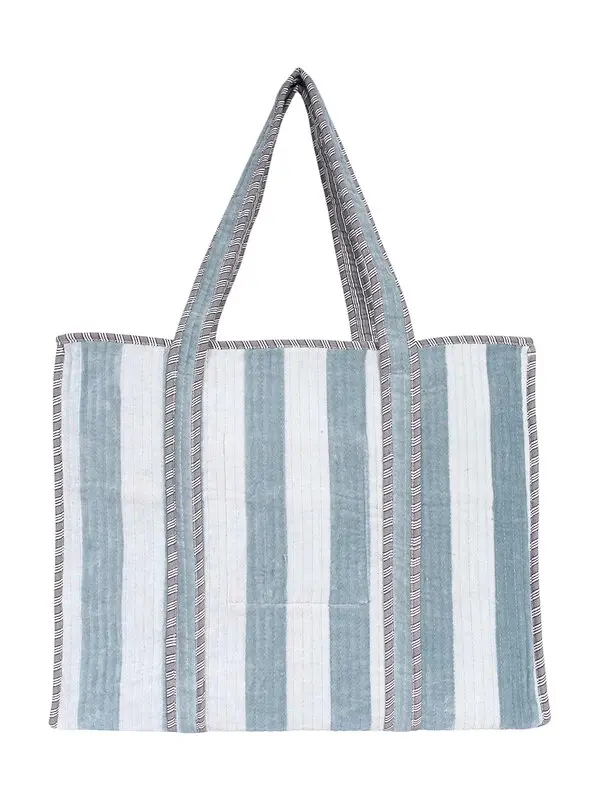 CYC The Striped Velvet Tote - Grey