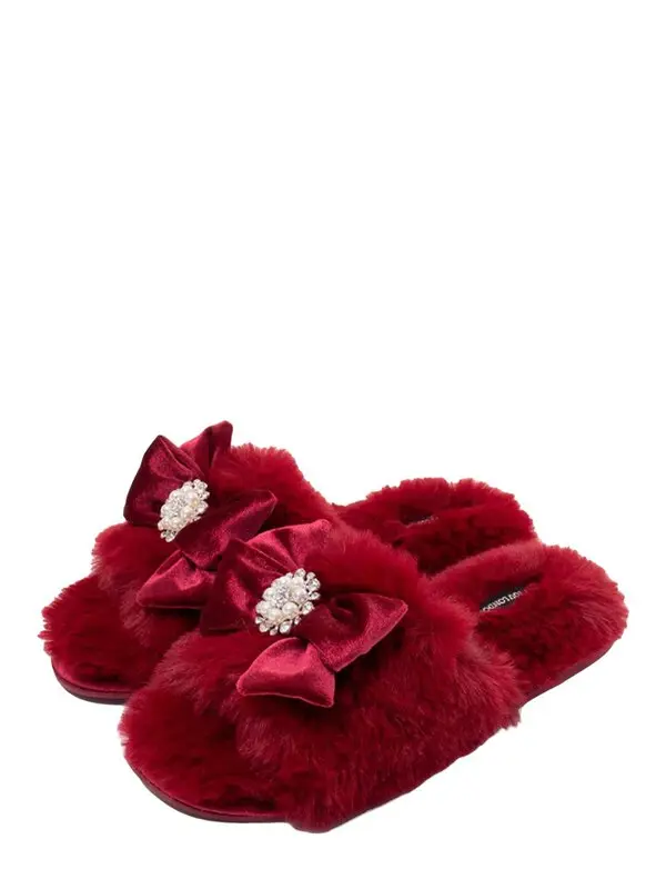PRETTY YOU Anya Slider Slipper With Diamante - Red