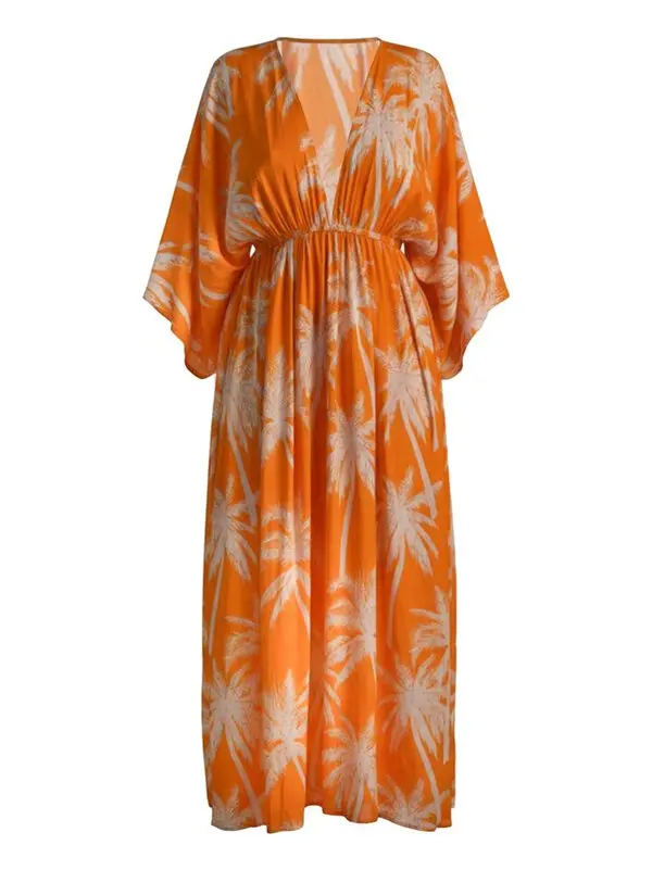COCO RIKO IBIZA Orange / Gold / Yellow Frances Maxi Kaftan Spice - Orange/gold/yellow
