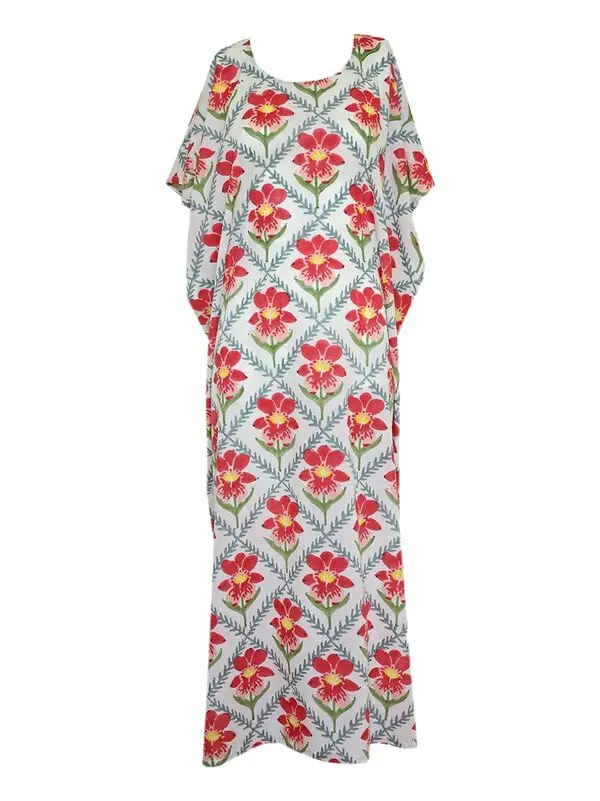MANUELA CABRALES Delii Block Print Kaftan - Red