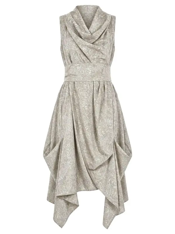 ATOM LABEL Wrap Ruched Dress Champagne Ornate - Silver