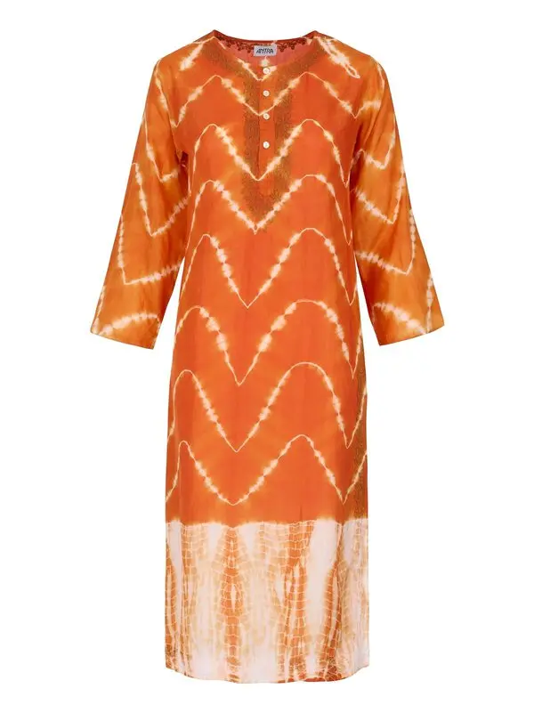 ANTRA DESIGNS The Pheme Silk Kaftan Tangerine - Orange