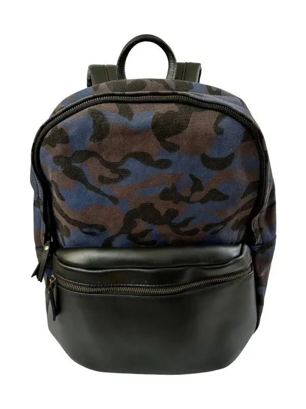 VIDA VIDA Camo And Leather Backpack Camo - Blue