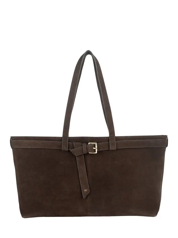 APATCHY LONDON The Esme Chocolate Suede Bag - Brown