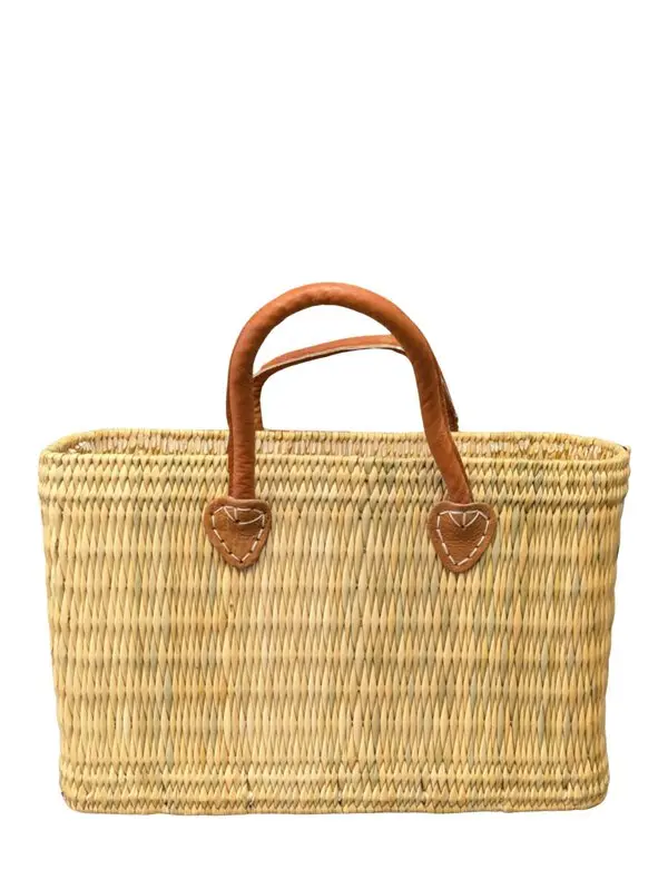 BERBER LEATHER Neutrals The Safi Medium Basket Tote Bag - Black