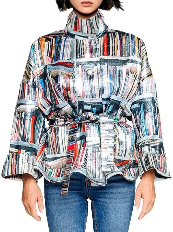 MAXJENNY Square Boxy Jacket Bookshelf Of Art - Grey