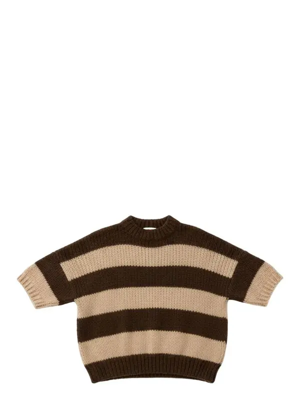 LATELIER LONDON Striped Short Sleeve Jumper - Brown