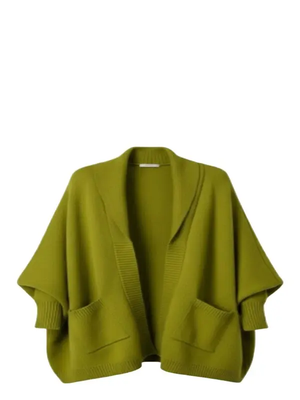 Saachi Open Front Oversized Lime Cardigan Sweater - Green