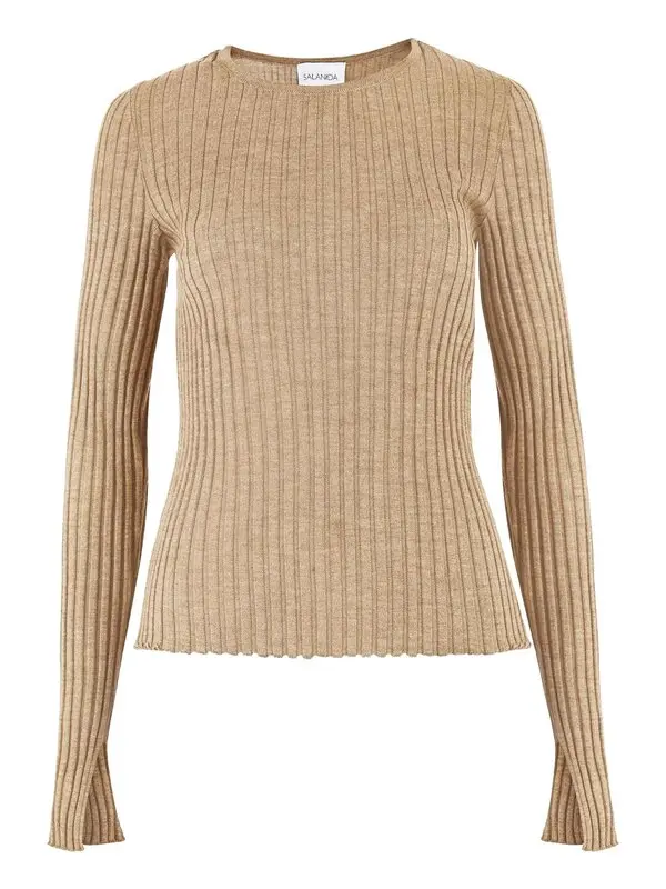 SALANIDA Neutrals Brera Merino Long-sleeve Top - Beige