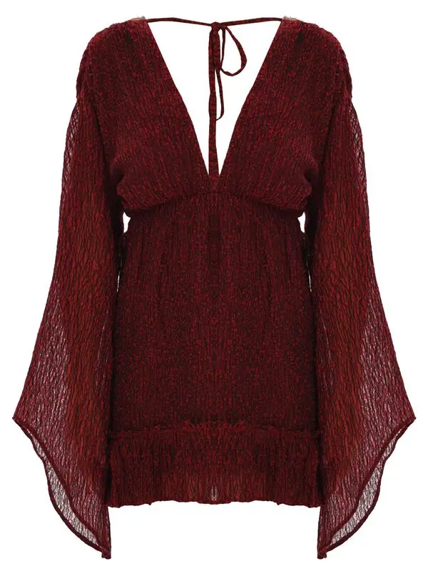ZHENABIA Ember Mini Dress Boho Dress - Red