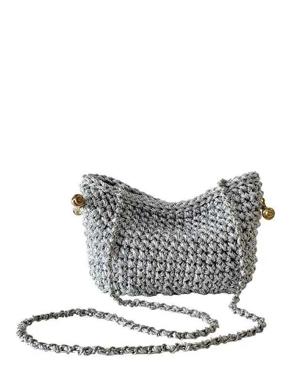 ISKRA Crossbody Stella Clasp Bag Metallic - Silver