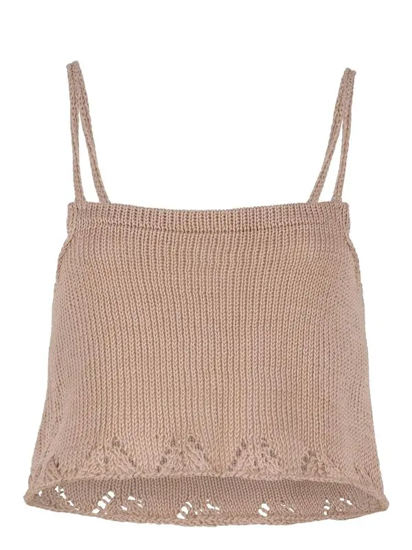 GUNDA HAFNER LTD Neutrals Cotton Knit Cami Top - Beige