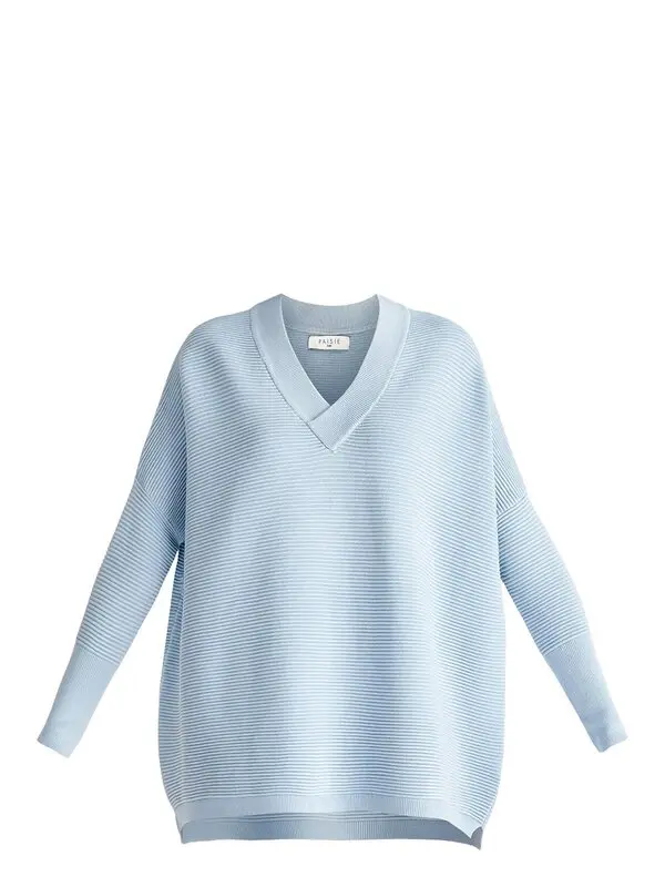 PAISIE V-neck Ribbed Jumper In Sky - Blue