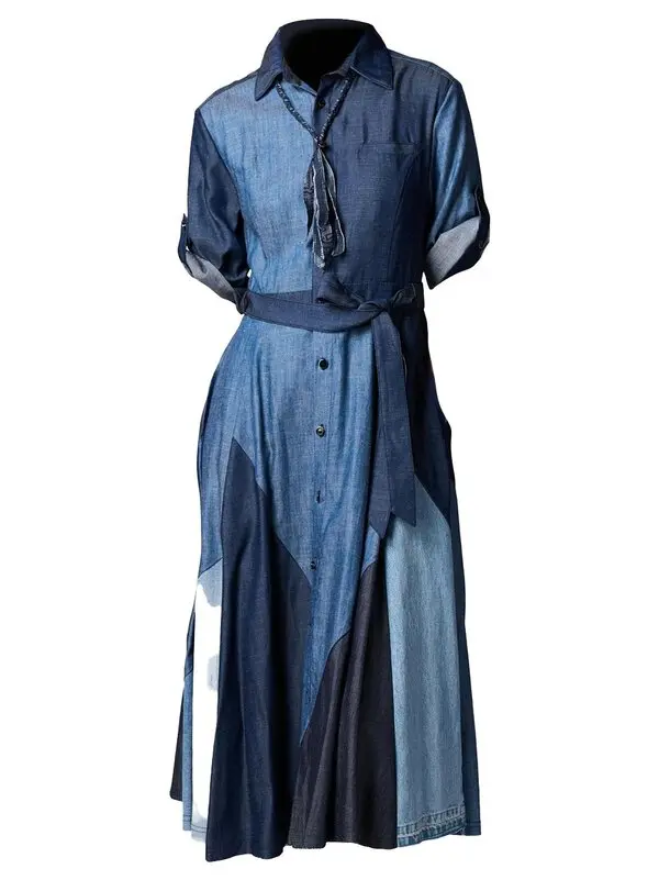 STORY WEAR Long Dress With Front Buttons - Blue