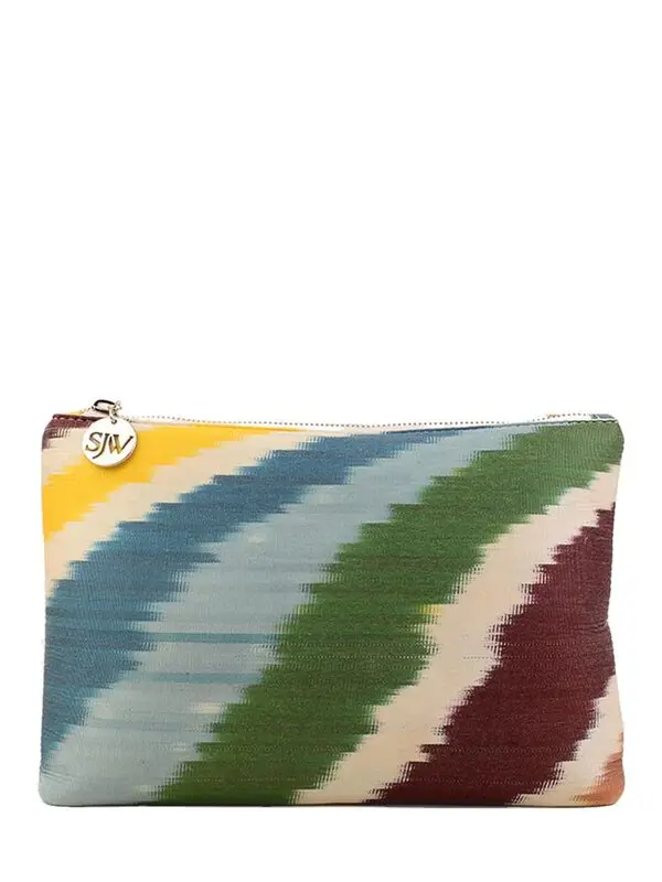 SJW BAGS LONDON Aquila Ikat Clutch Bag In Rainbow - Gray/white
