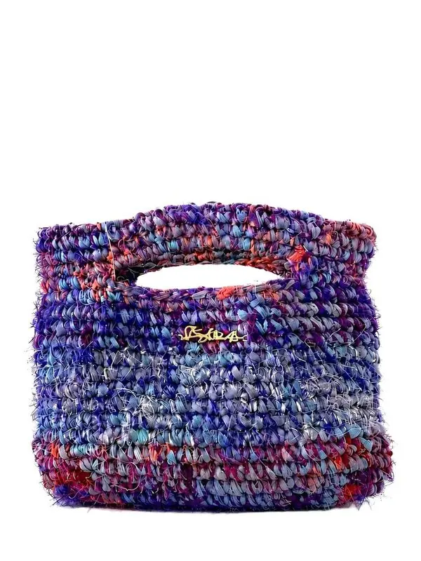 ISKRA Blue / Purple Jen Raffia & Silk Bag - Blue/purple
