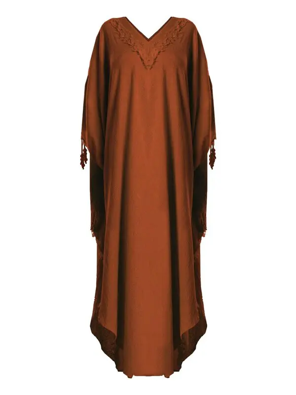 ZHENABIA Boho Kaftan Summer Maxi Dress Cinnamon - Brown