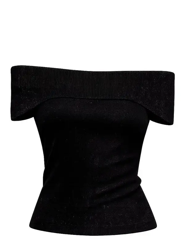 TANTRA SPAIN SL Knitted Top With Lurex, Boat Neck - Black