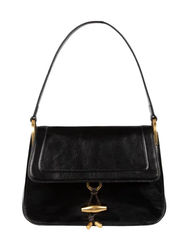 TIME RESISTANCE Leather Flap Bag Possession - Black