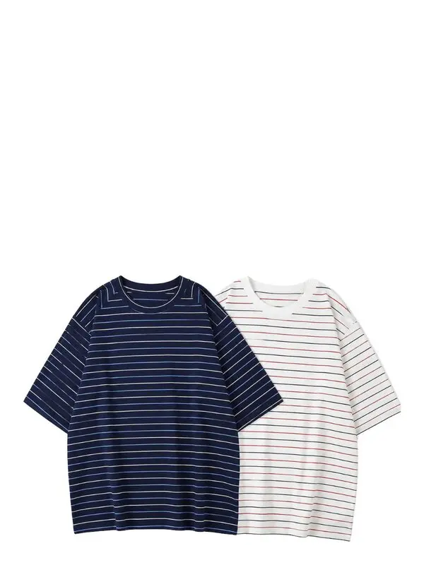 CLOTHES BY LOCKER ROOM Blue / White Set Of Two Oversized Striped T-shirts - Blue/white