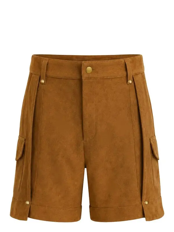 LUROQ LONDON Box Pleat Shorts - Brown