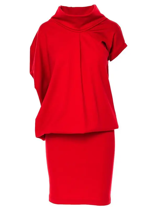SILVIA SERBAN Adjustable Length Dress & Gloves - Red
