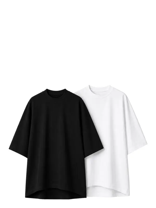 CLOTHES BY LOCKER ROOM Black / White Oversized Essential T-shirt Set – Black & White - Black/white
