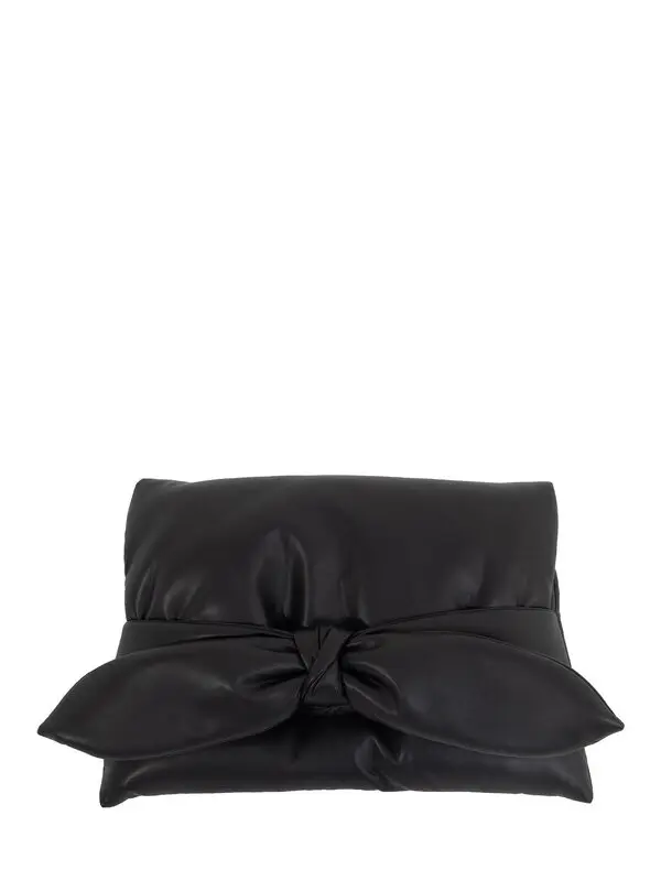 JULIA ALLERT Bow-detail Faux Leather Clutch - Black