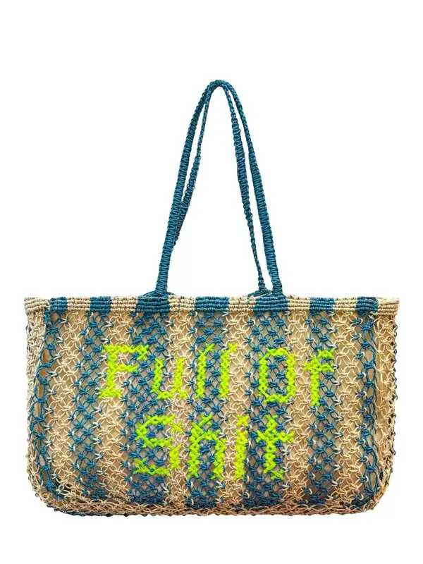 LILLY LOVES Full Of Shit Jute Bag - Blue
