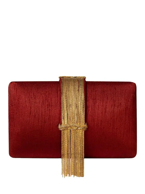 SIMITRI Cherry Fringe Clutch - Red