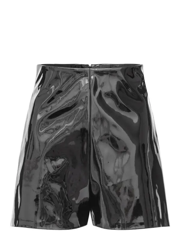 SEROTONINN High Waisted Faux Leather Shorts - Black
