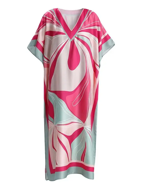 Loveist Store Garvey Satin Abaya Kaftan - Pink