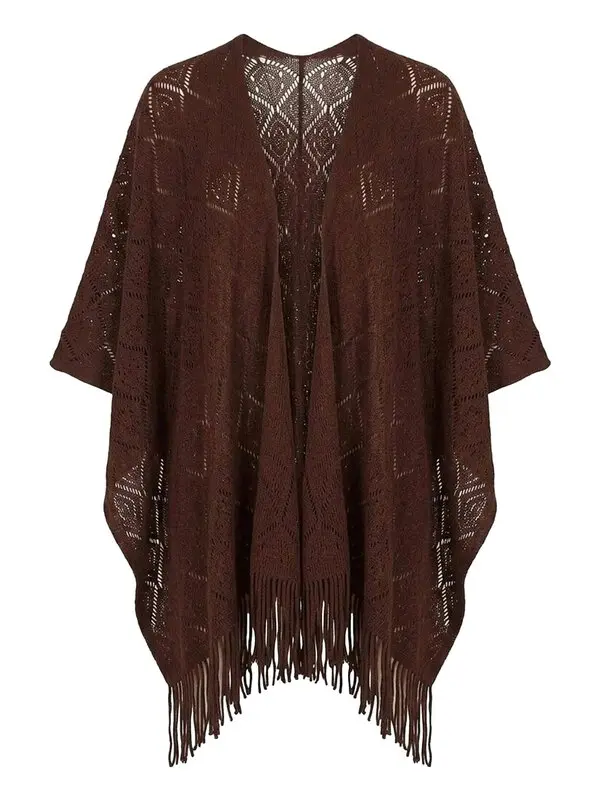 JAMES LAKELAND Pointelle Knit Kaftan - Brown
