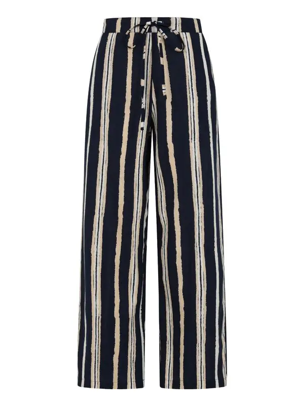 LUELLA FASHION Neutrals Beziers Linen Trousers Navy - Blue