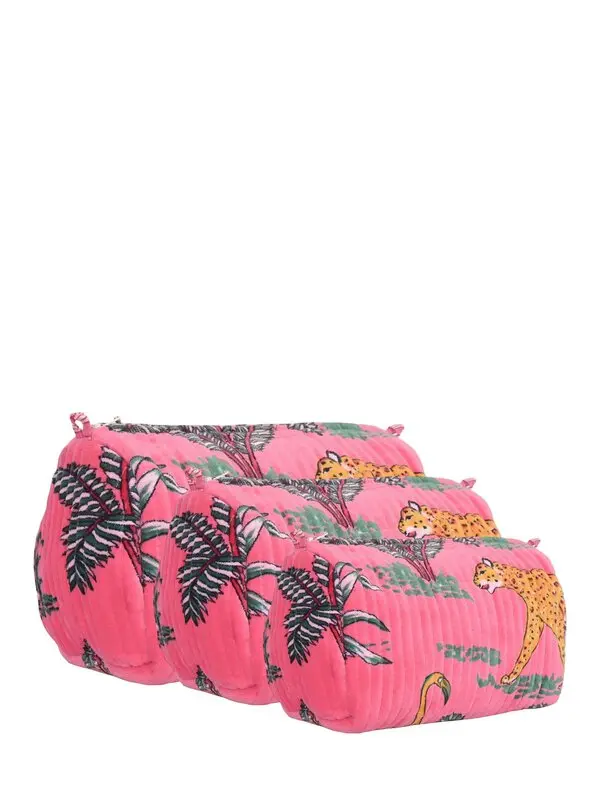 CYC The Jungle Velvet Three Piece Travel Set - Pink