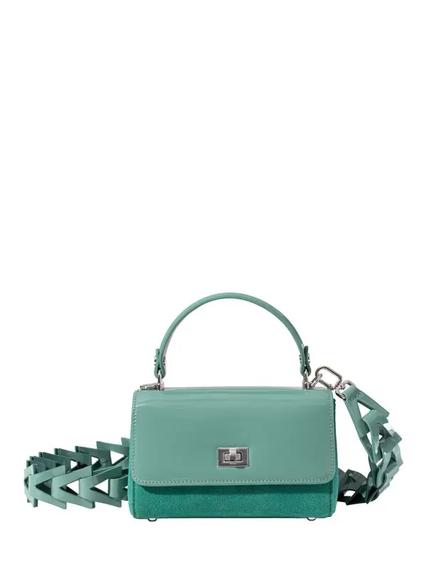 JURGI BRAND Mint Patent Leather & Suede Lili Top Handle Bag - Green