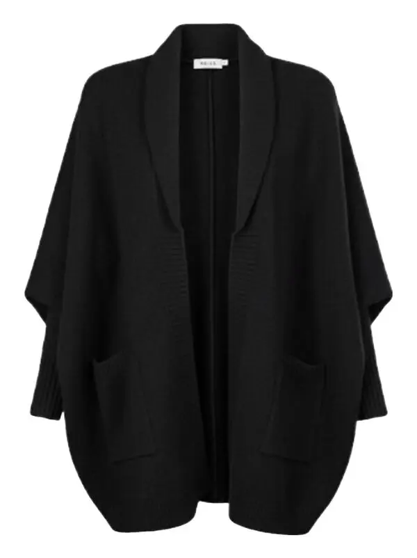 Saachi Open Front Oversized Cardigan Sweater - Black