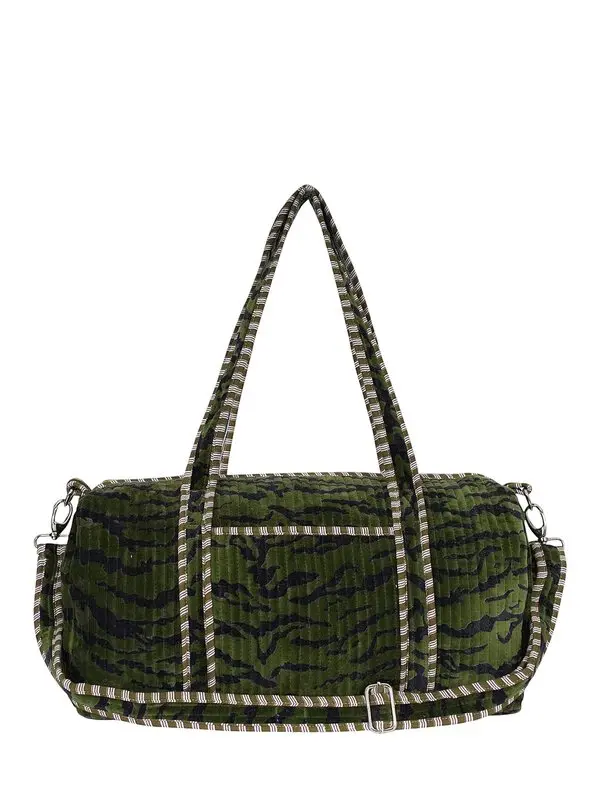 CYC Green / Black The Tiger Velvet Weekender In Green - Green/black