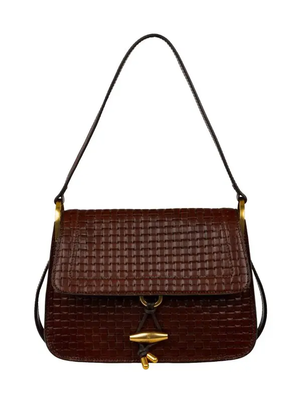 TIME RESISTANCE Leather Flap Bag Possession - Brown