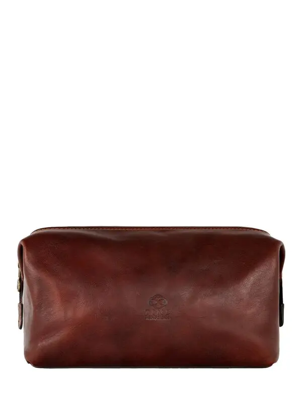 TIME RESISTANCE Leather Toiletry Bag Four Past Midnight - Brown