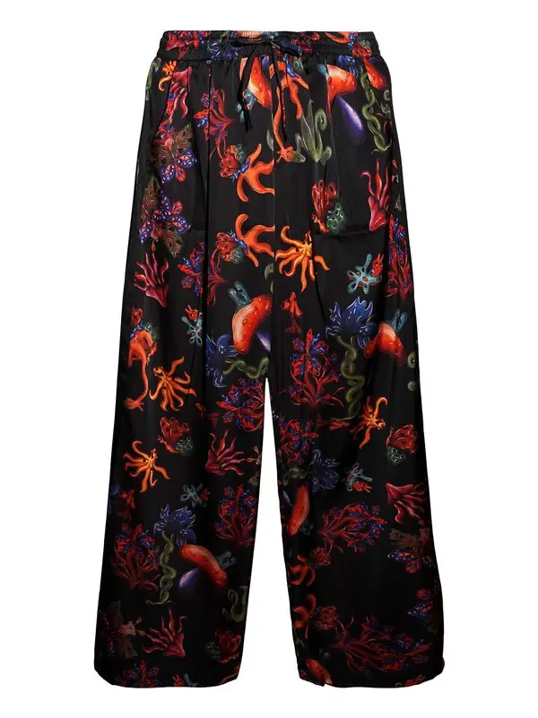 JANARA JONES Psycho Mushrooms Satin Trousers - Black