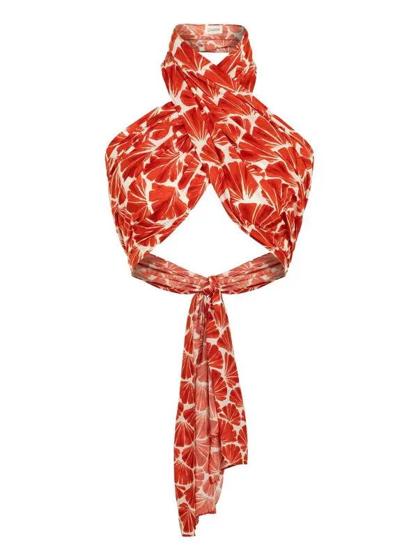 LILAMIE Bali Croessed Wrapped Summer Bustier Top - Red