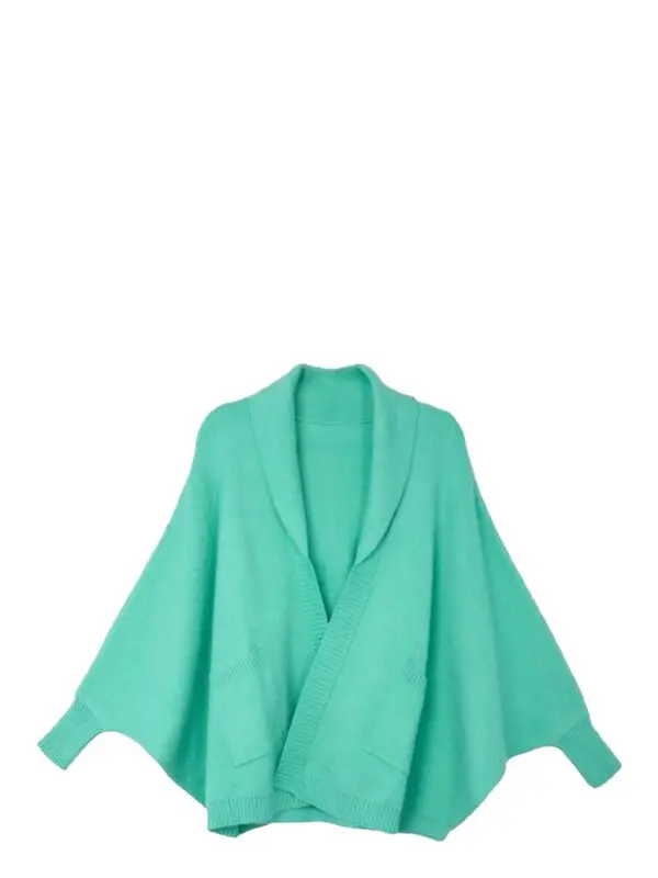 Saachi Open Front Oversized Aqua Cardigan Sweater - Green