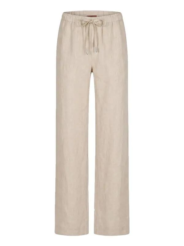 MAISON TANGERINE Neutrals Linen Wide Leg Long Trousers Sand For - Orange