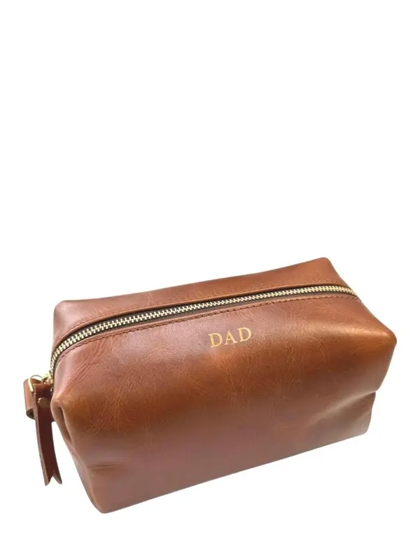 VIDA VIDA Dad Leather Travel Wash Bag - Brown